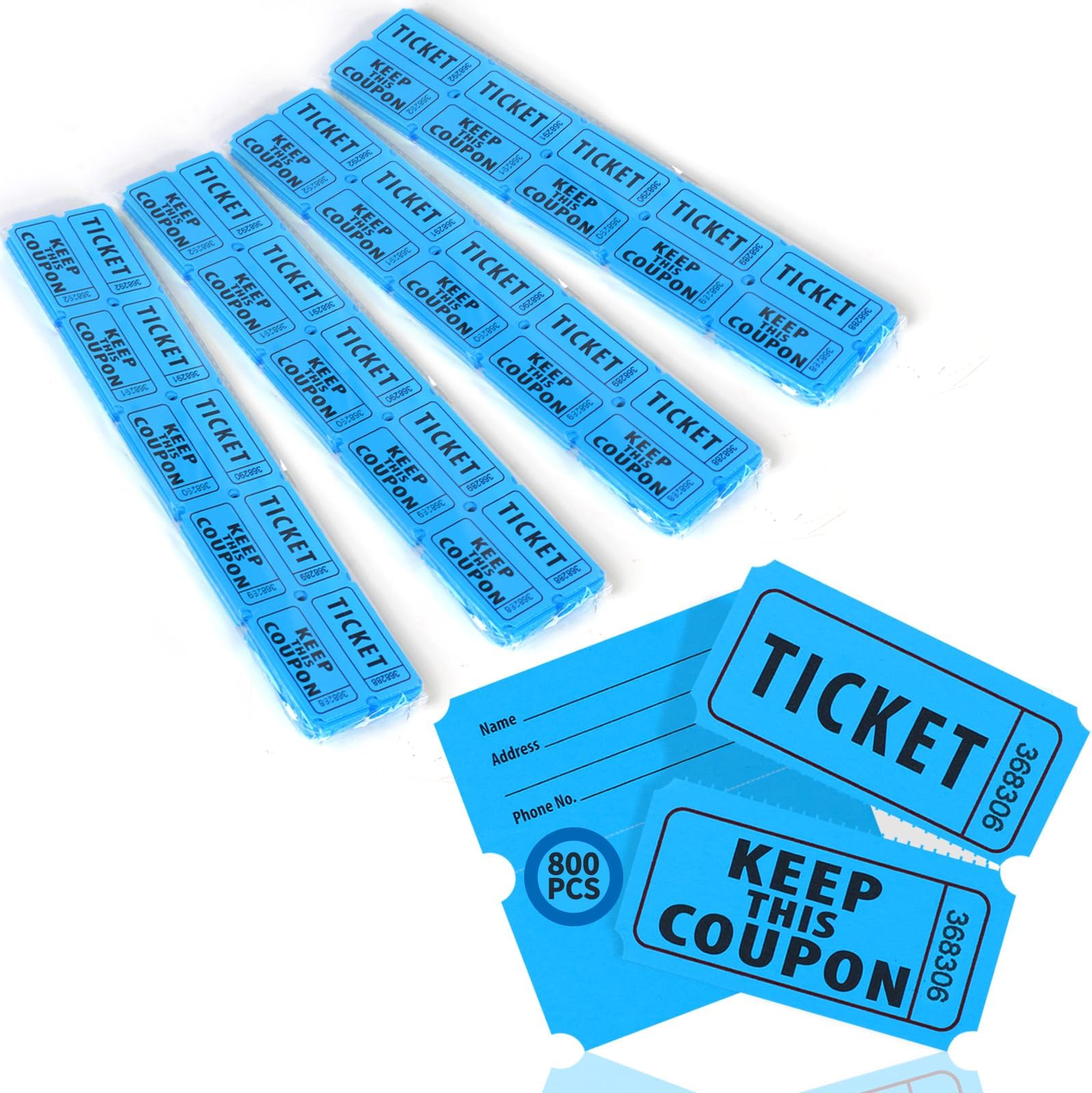Amazon.com : Azureal 800 Raffle Tickets, Consecutively Numbered Tickets ...