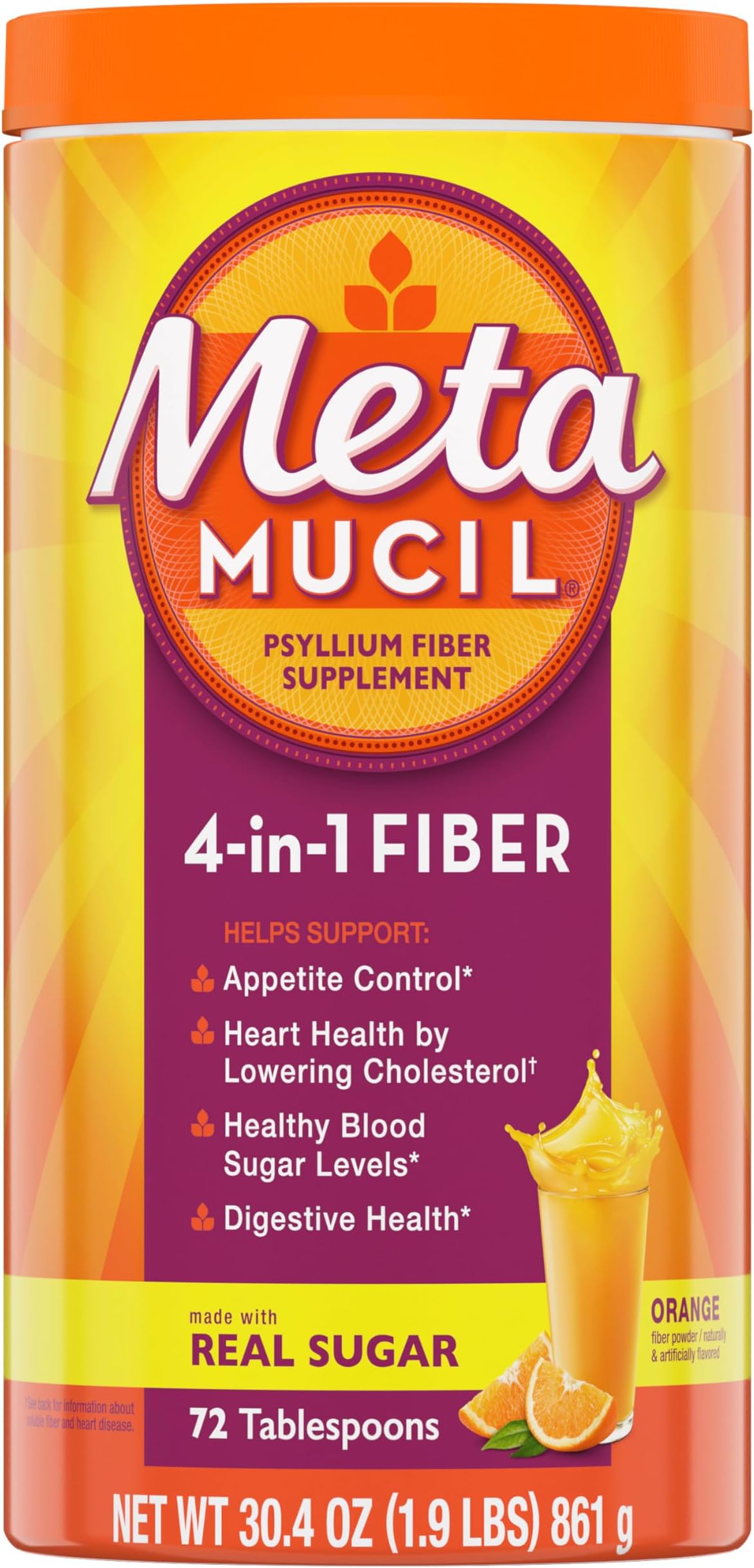 Amazon.com: Metamucil 4 in 1 Daily Fiber Supplement Powder, Fiber ...