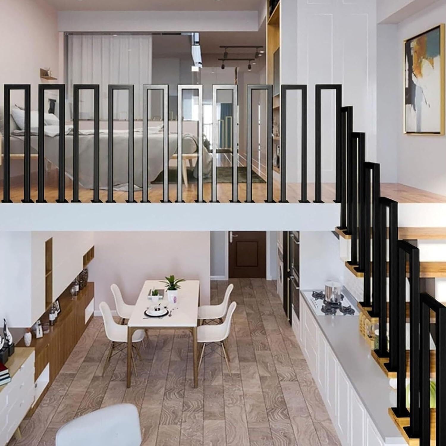 Amazon.com: HIOSIEFUO Black U Shape Stair Railings, U-Shaped Black ...
