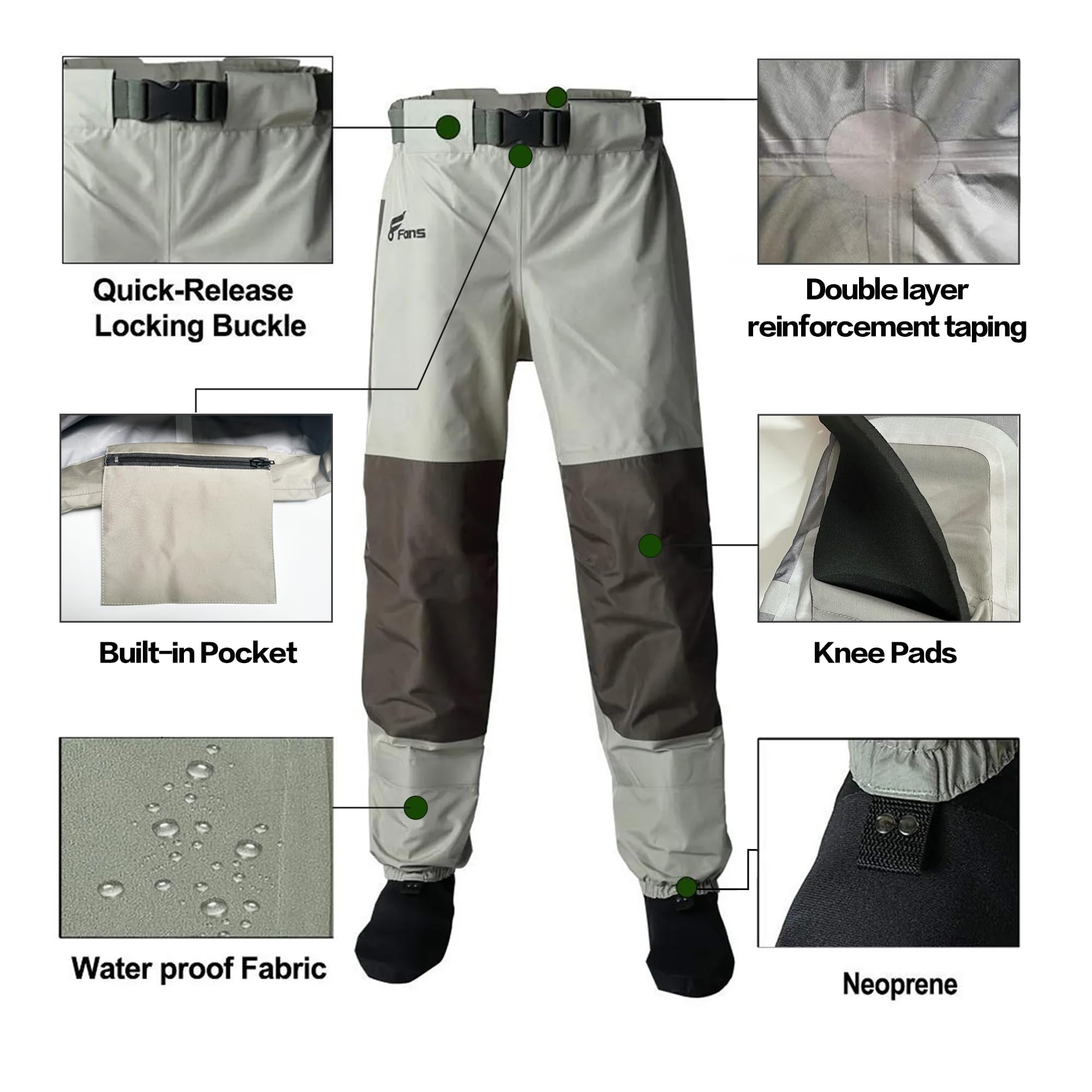 Snapklik.com : Mens Womens Waist Waders,3-Ply Durable Breathable ...