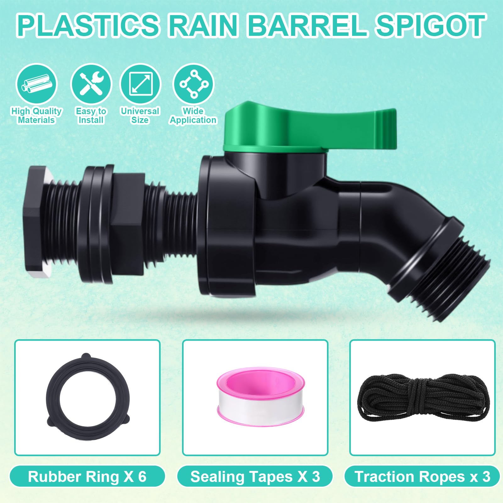 Snapklik.com : 3 Sets Rain Barrel Spigot Kit 3/4" High Flow Water ...