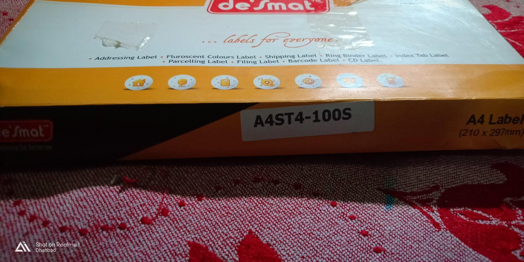 Desmat A4 Size Paper Labels Sticker for Laser, Inkjet & Copiers (40 ...