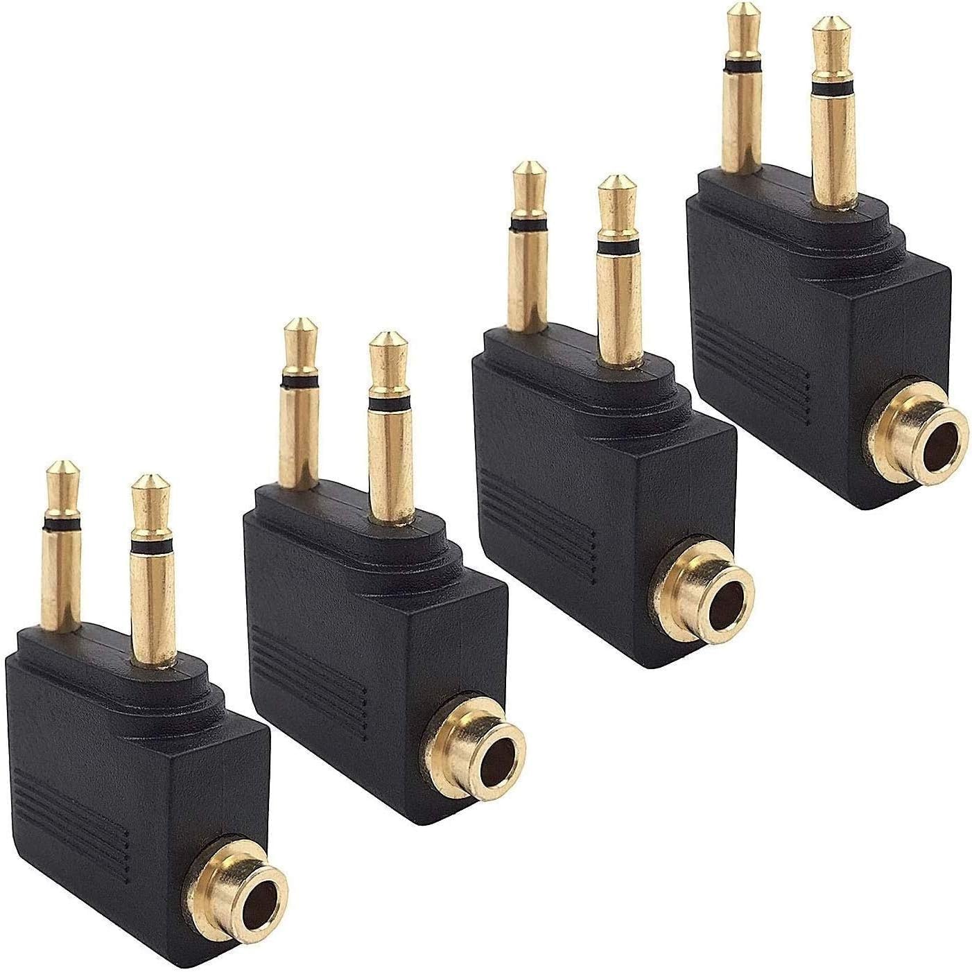Mizi (4 Pack Airplane Headphone Adapter, Gold Plated Dual 3.5mm Male to ...