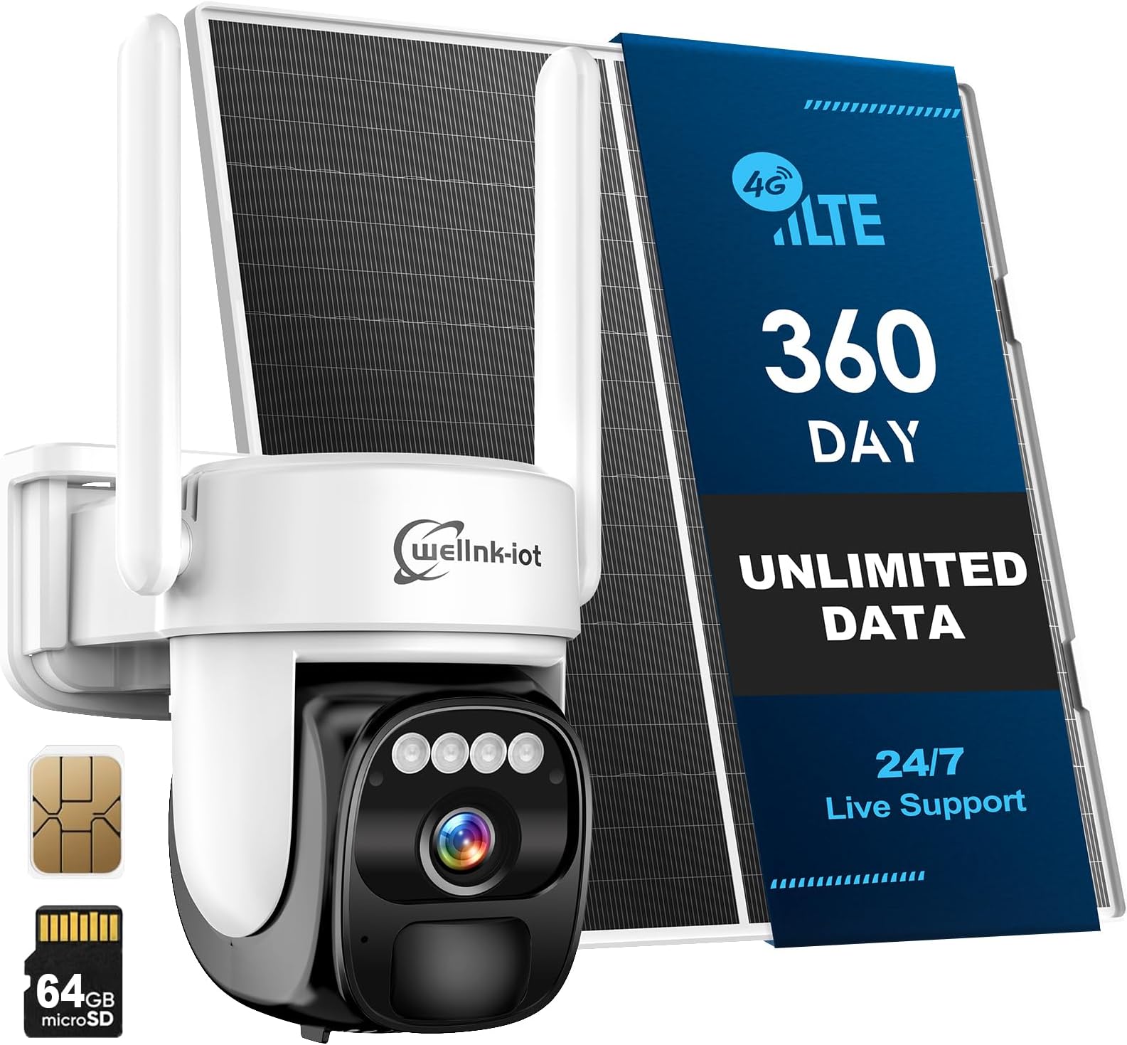 Amazon.com : wellnk-iot 4G LTE Cellular Security Camera with 360-Day ...