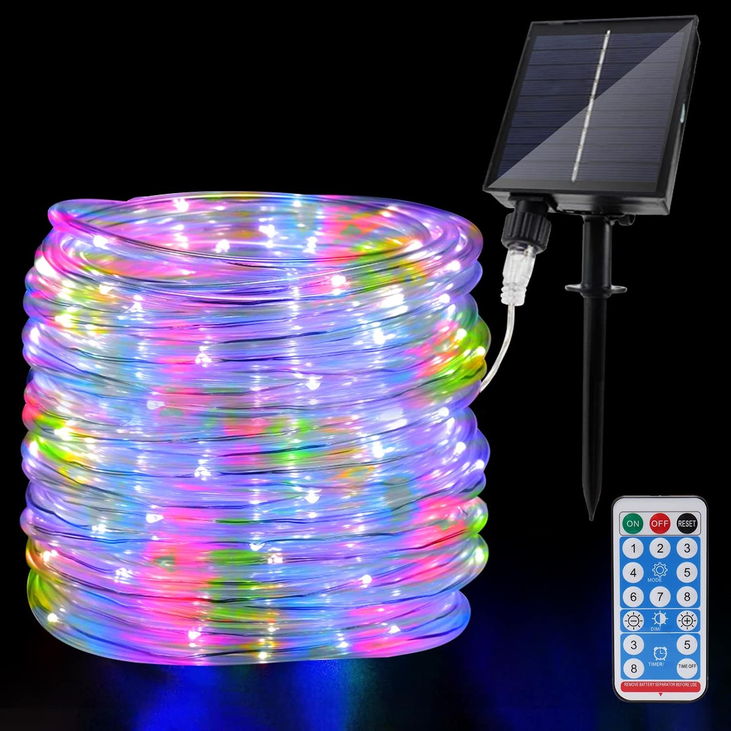 JIMACRO Outdoor Solar LED Rope Lights, IP65 Waterproof Rope Lights 72 ...