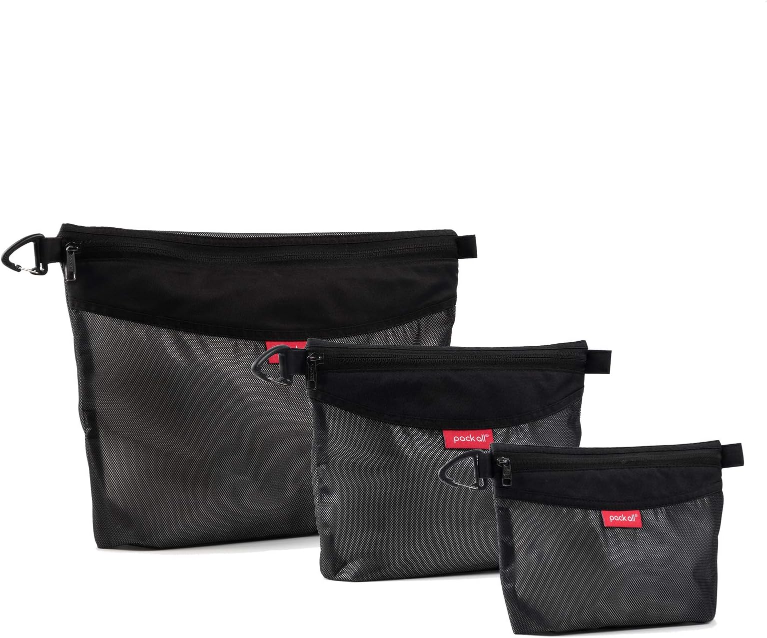 Amazon.com: pack all Bundle | 1 Zipper Pouch (M, Black) & 1 Zipper ...