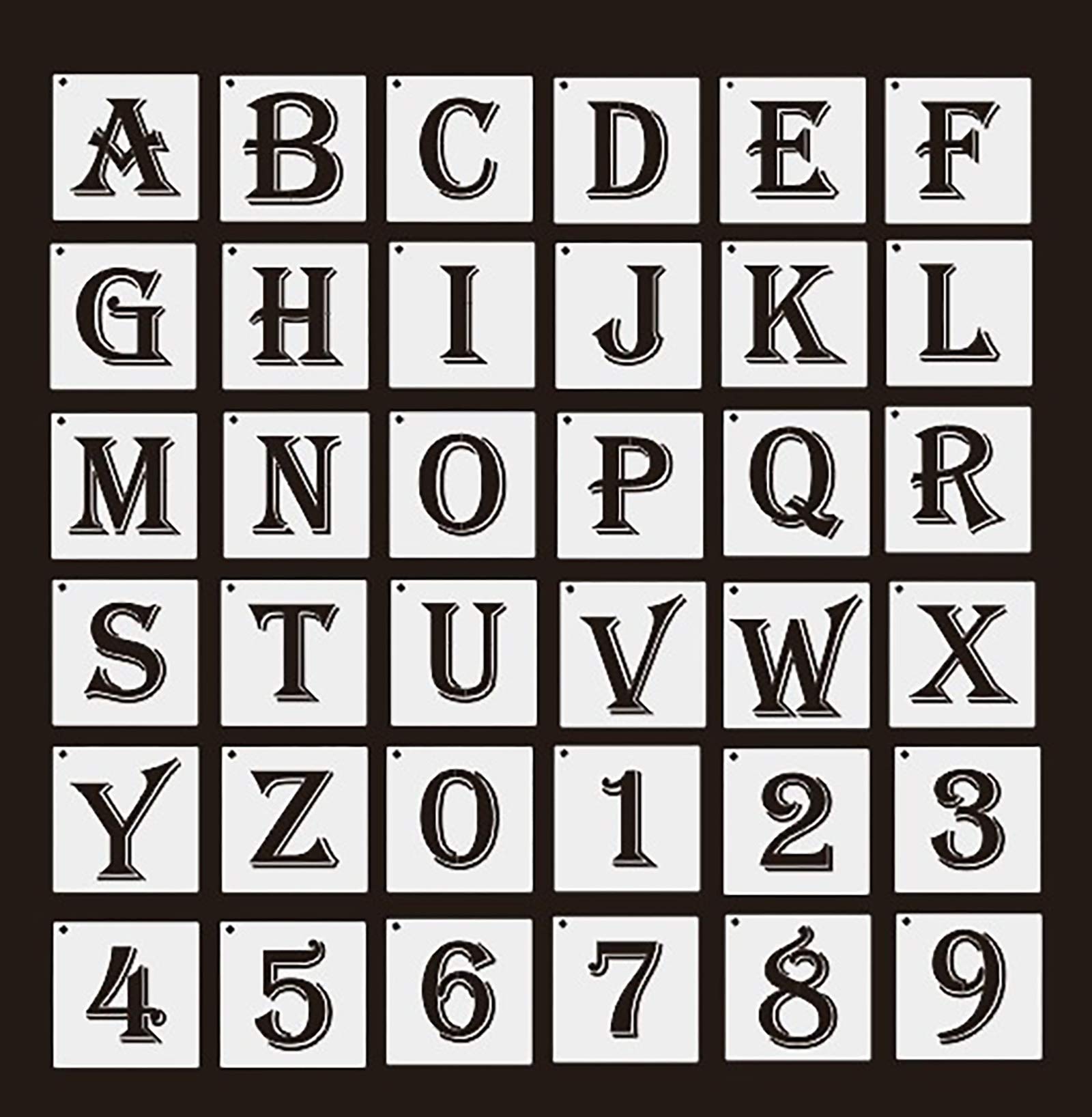 Buy 36 Pack Reusable Letters Numbers Stencils, Alphabet Stencils ...