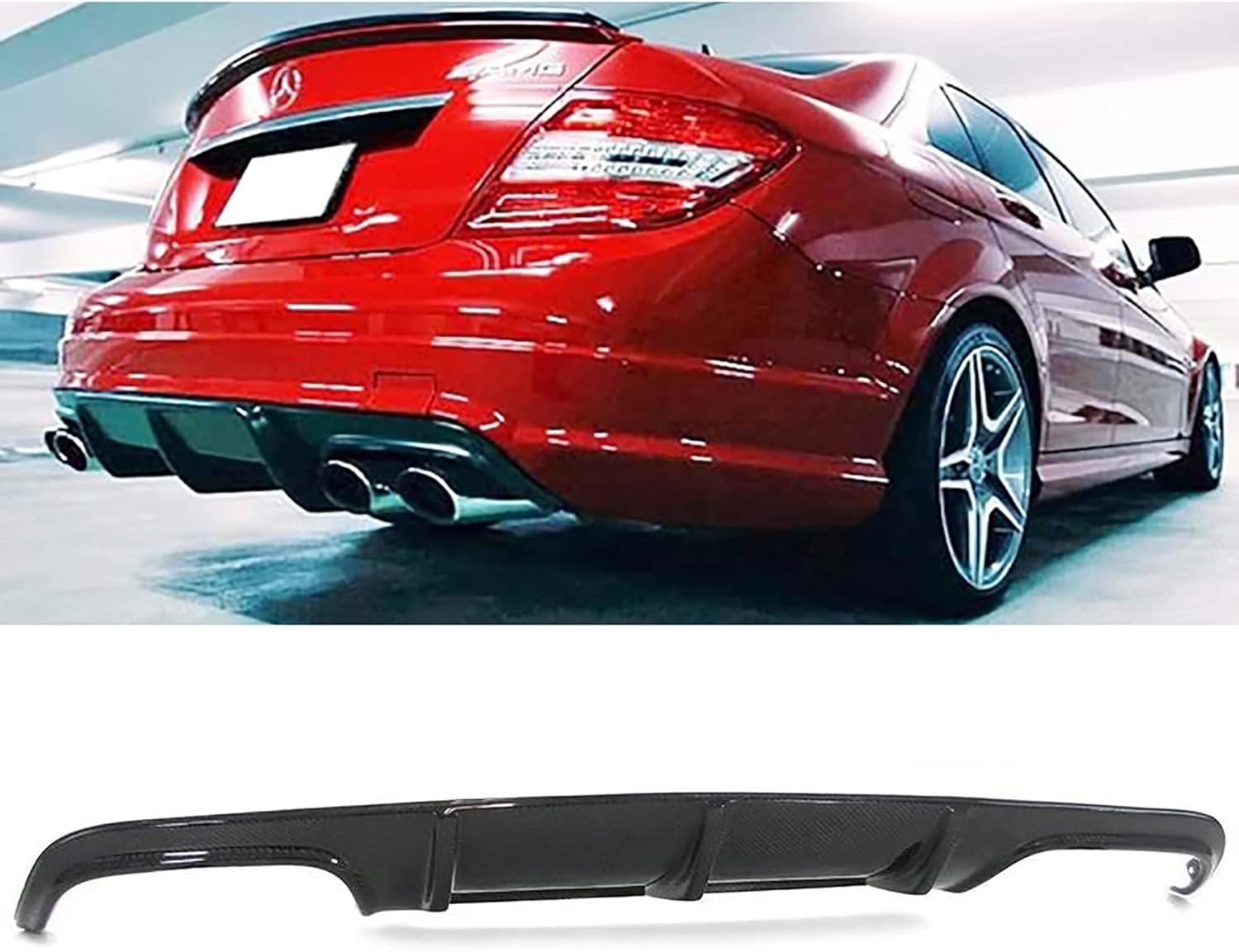 Amazon.com: for Mercedes W204 C63 Amg Rear Diffuser Diffusor Gloss ...