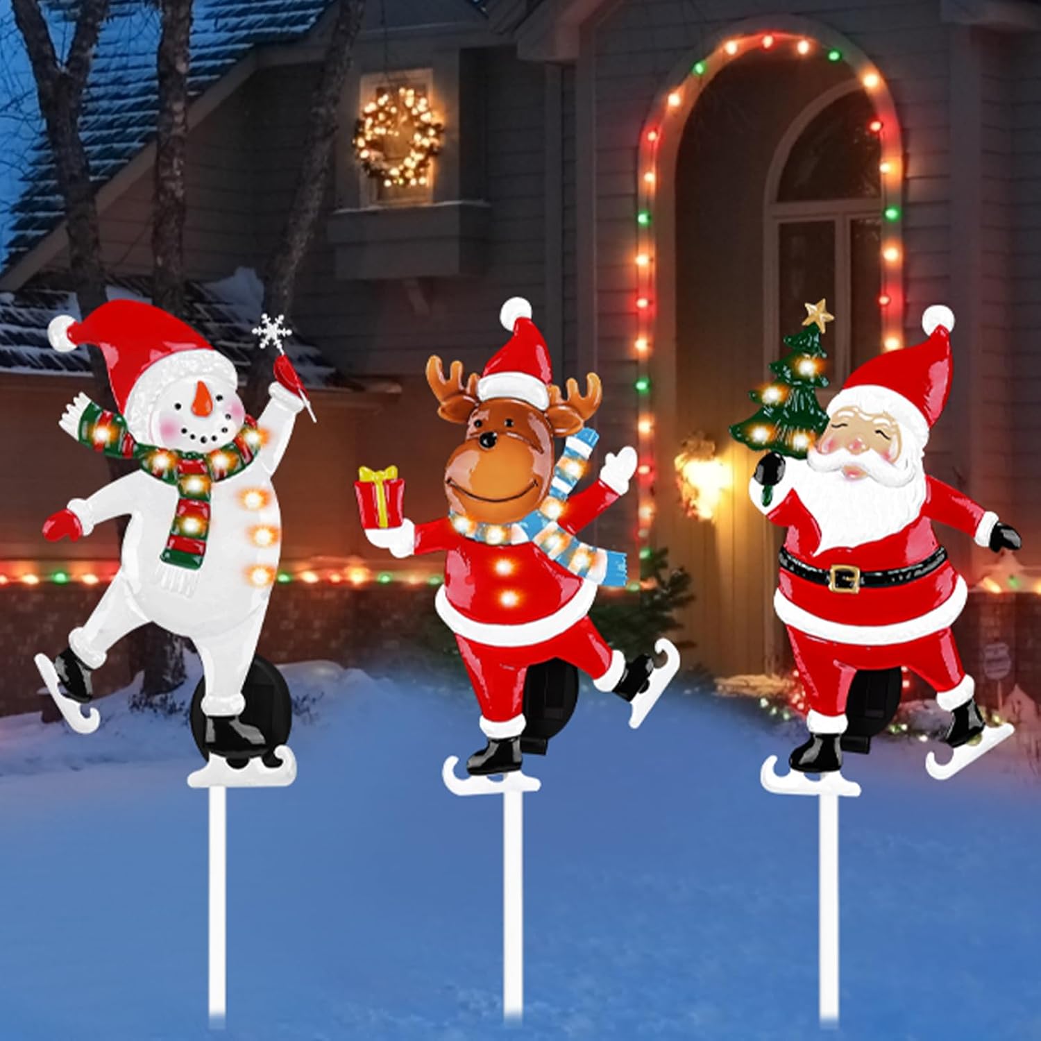 Amazon.com: Fogein 3 Pack Christmas Decorations Metal Stakes,Metal ...