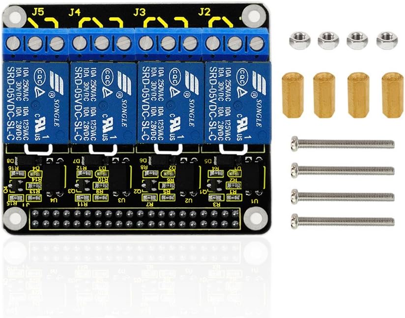 Raspberry Pi 4-Channel Relay Hat Shield Module 5V DCAC KEYESTUDIO ...