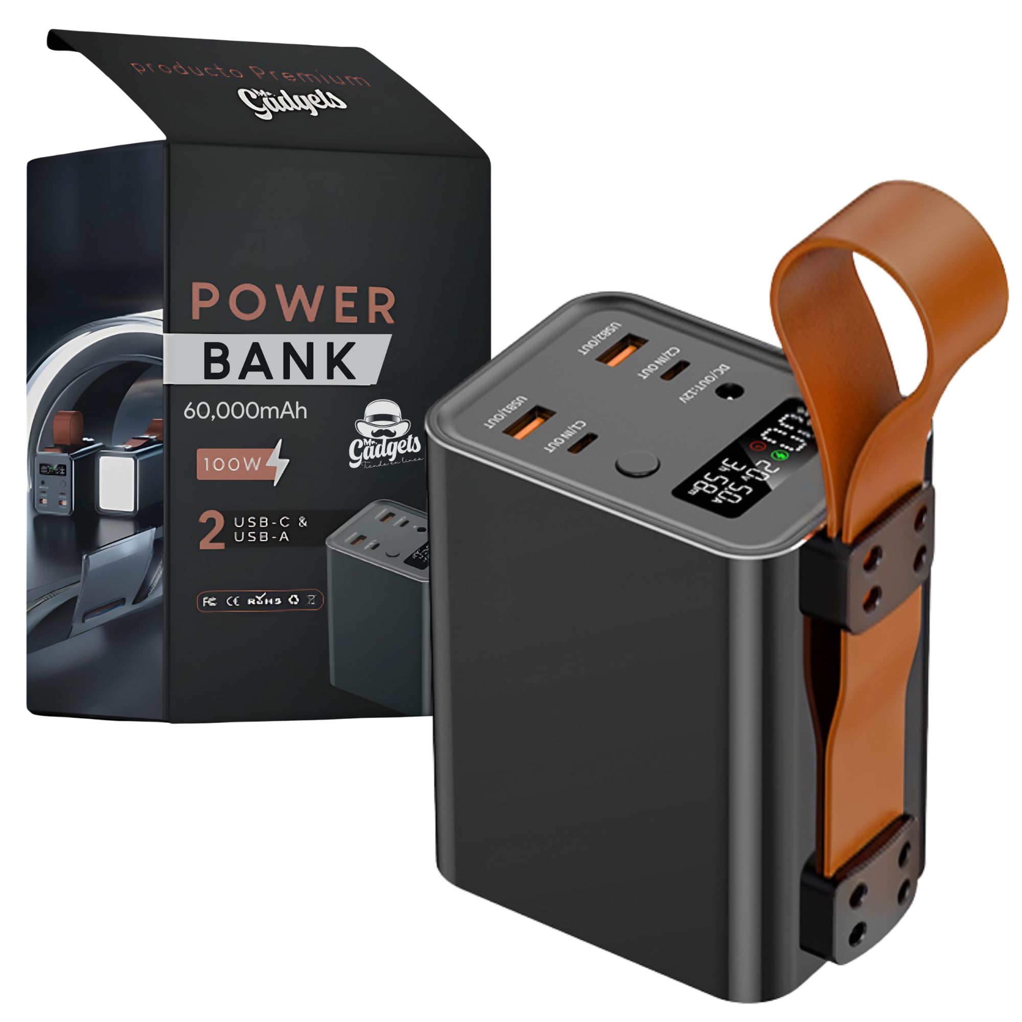 MR. GADGETS Power Bank 60,000mah, UBC-C, USB A 100W Input/Output ...