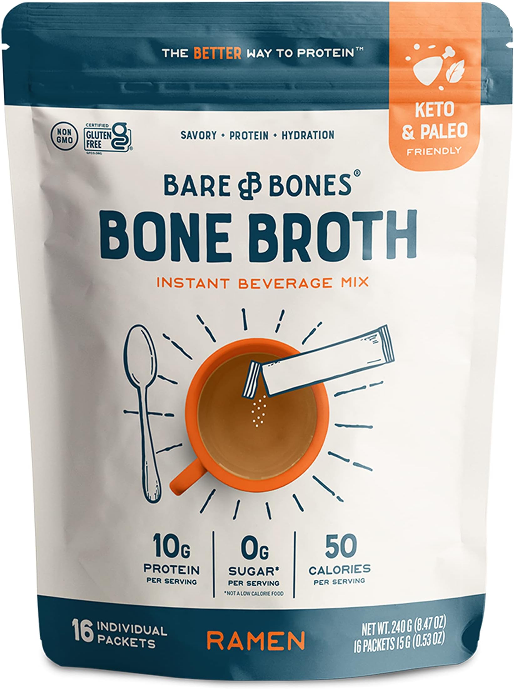 Amazon.com : Bare Bones Beef Bone Broth Instant Powdered Mix | Rich ...