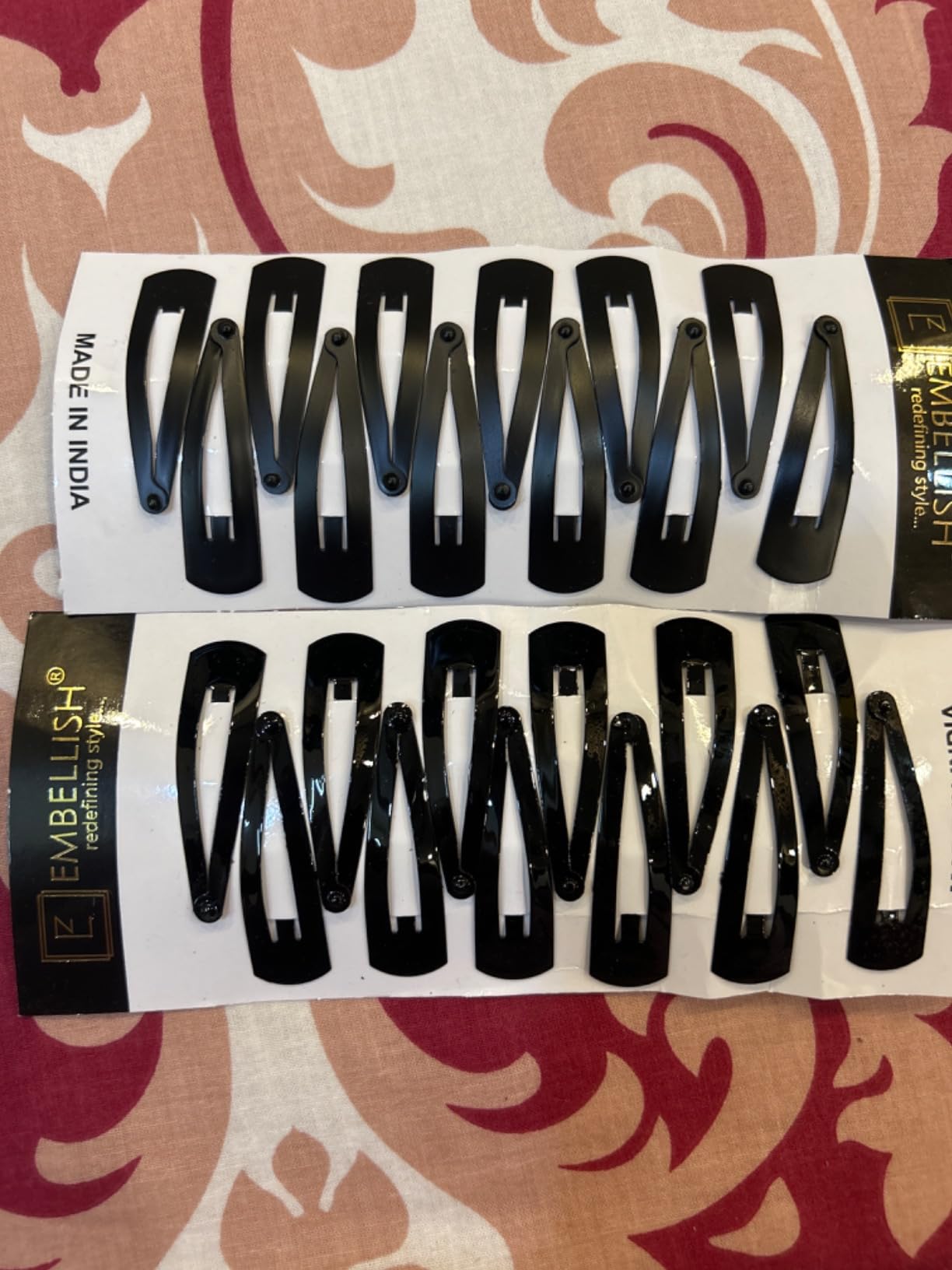 Embellish Black Premium Metal Tic Tac Hair Clips for Women & Girls ...