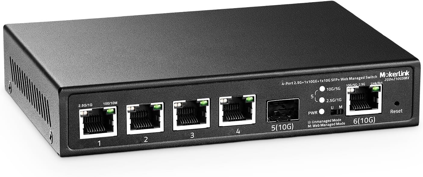 Amazon.com: MokerLink 4 Port 2.5G Ethernet Managed Switch, 1 Port 10G ...