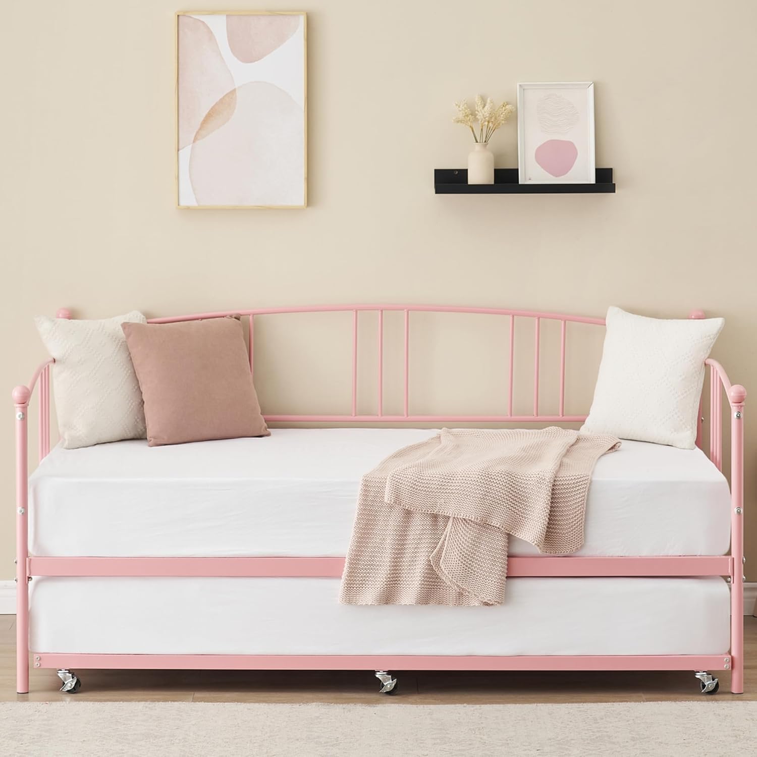 Amazon.com: GAOMON Twin Metal Daybed with Trundle, Twin Size Daybed ...
