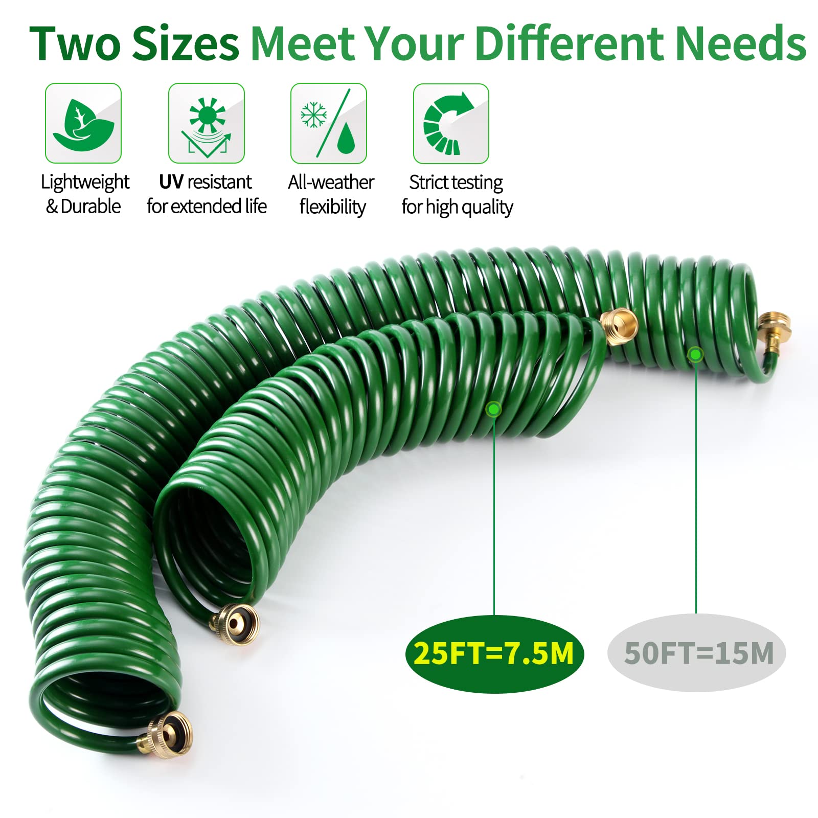 Snapklik.com : Yereen Coil Garden Hose 25FT, EVA Recoil Garden Hose ...