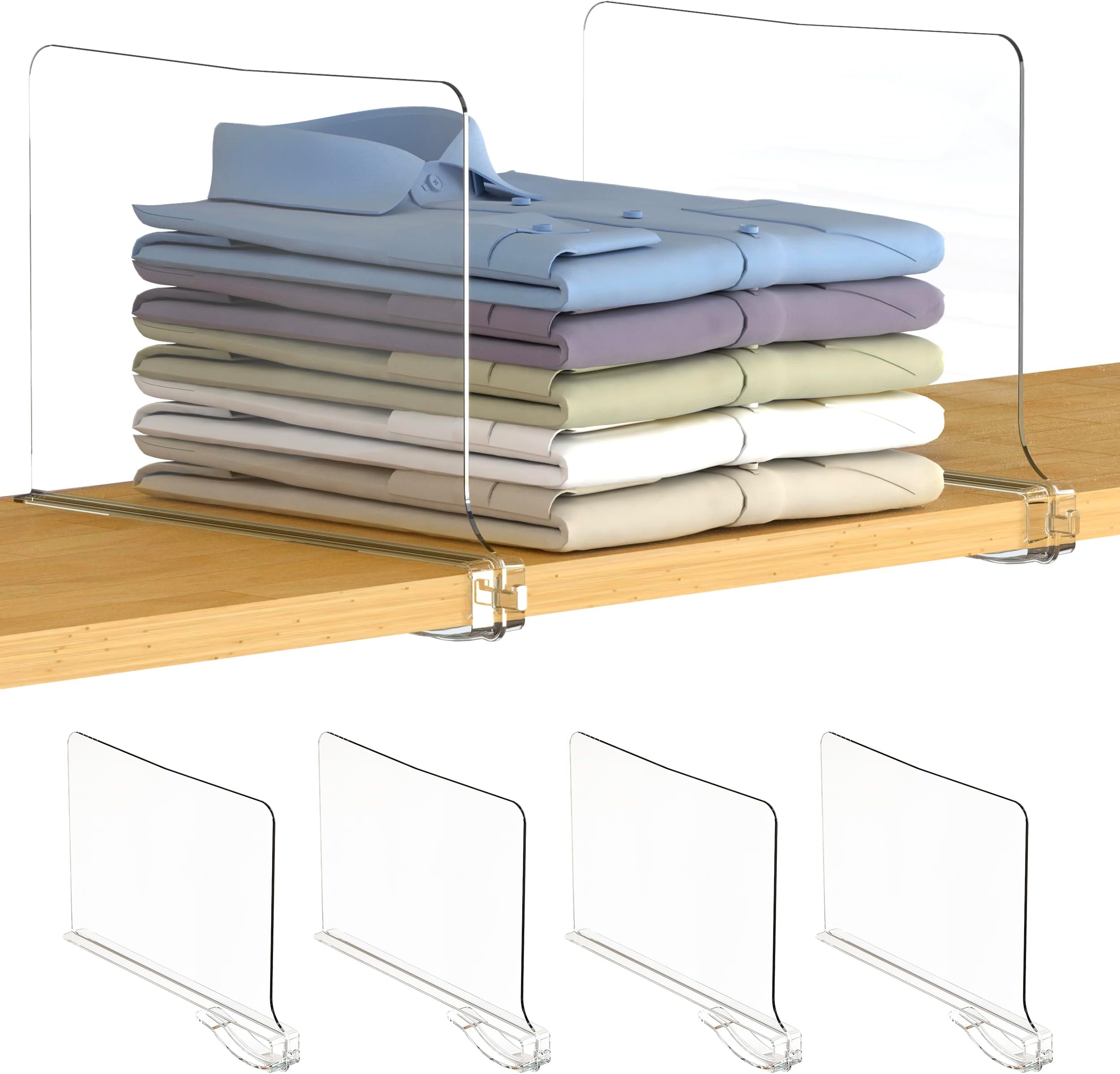 Amazon.com: 4-Pack Shelf Dividers for Closet Organization - Strong ...