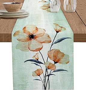 Amazon.com: Turquoise Spring Floral Table Runner 48 Inches Long for ...