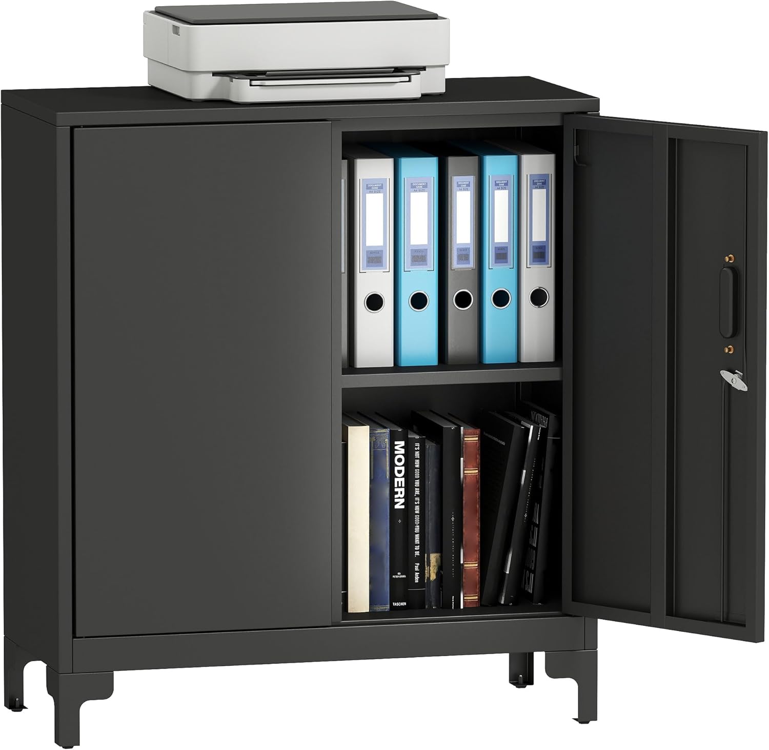 HOMCOM Filing Cabinet, Office Cabinet, Lockable, Multi-Purpose Cabinet ...