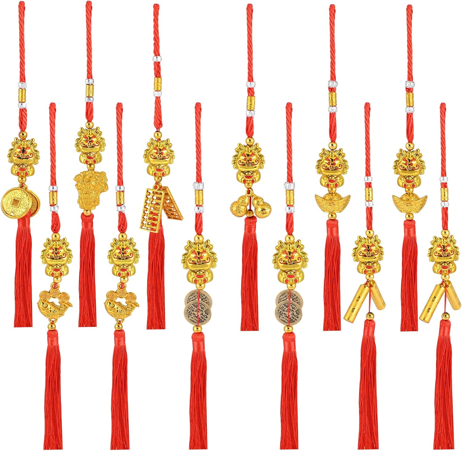 Amazon.com: 12 Pack Chinese New Year Lucky Charms 2024 Dragon Year Feng ...