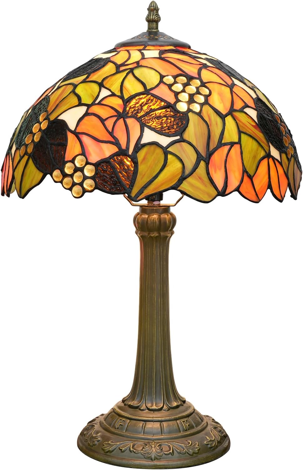 Blivuself Tiffany Style Stained Glass Table Lamp Orange Grape Bedroom ...