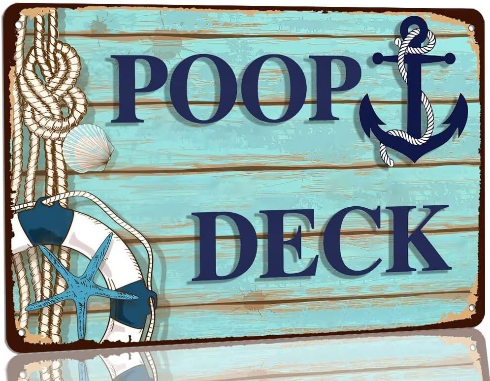 Amazon.com: KanaAt Poop Deck Metal Tin Sign Vintage Nautical Home Wall ...