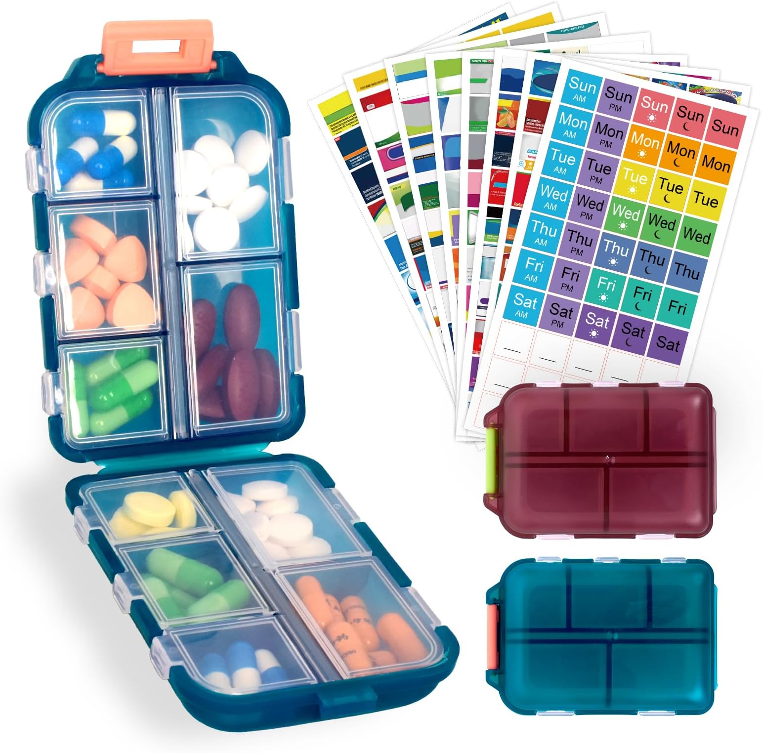 Amazon.com: Pill Organizer, Travel Pill Organizer with Labels, Medicine ...