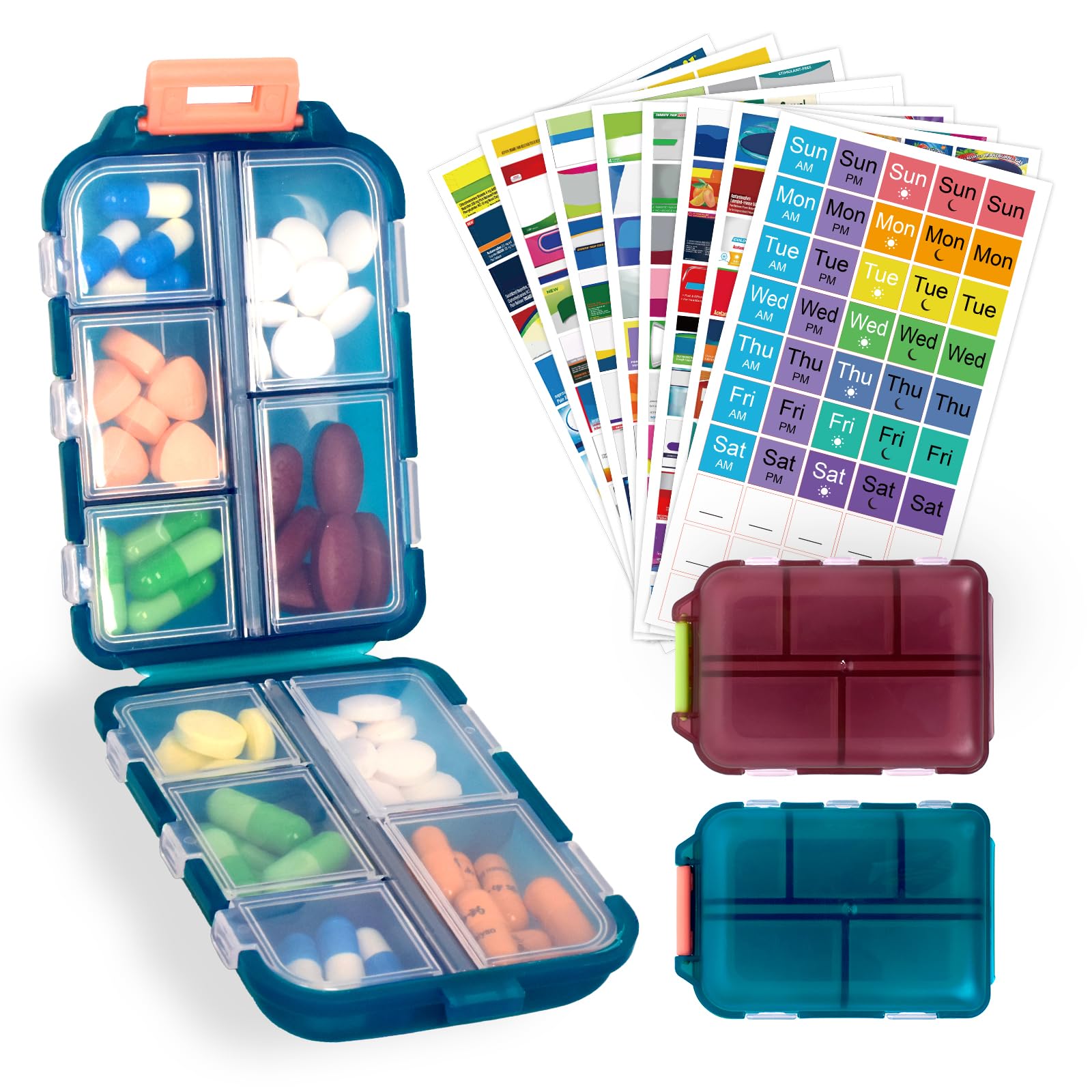 Amazon.com: 2 Pack Pill Organizer Pill Organizer Travel Pill Box Travel ...