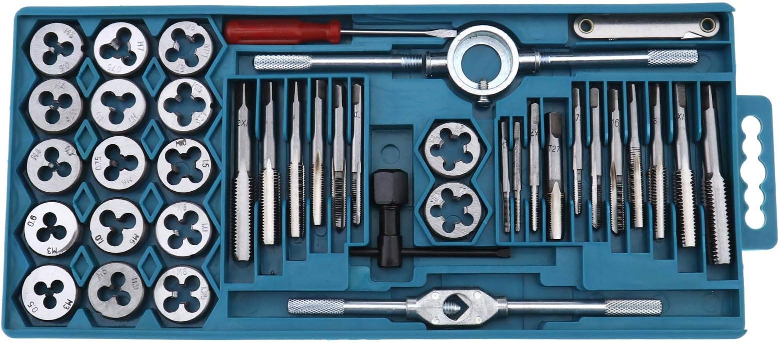 Micro Traders 40Pcs Metric Tap and Die Set with Accompanying Tool M3 ...