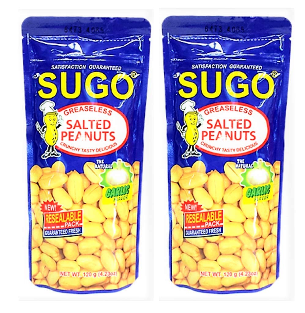 Amazon.com : Sugo Salted Peanuts Garlic Flavor Pack of Two 120 Grams a ...