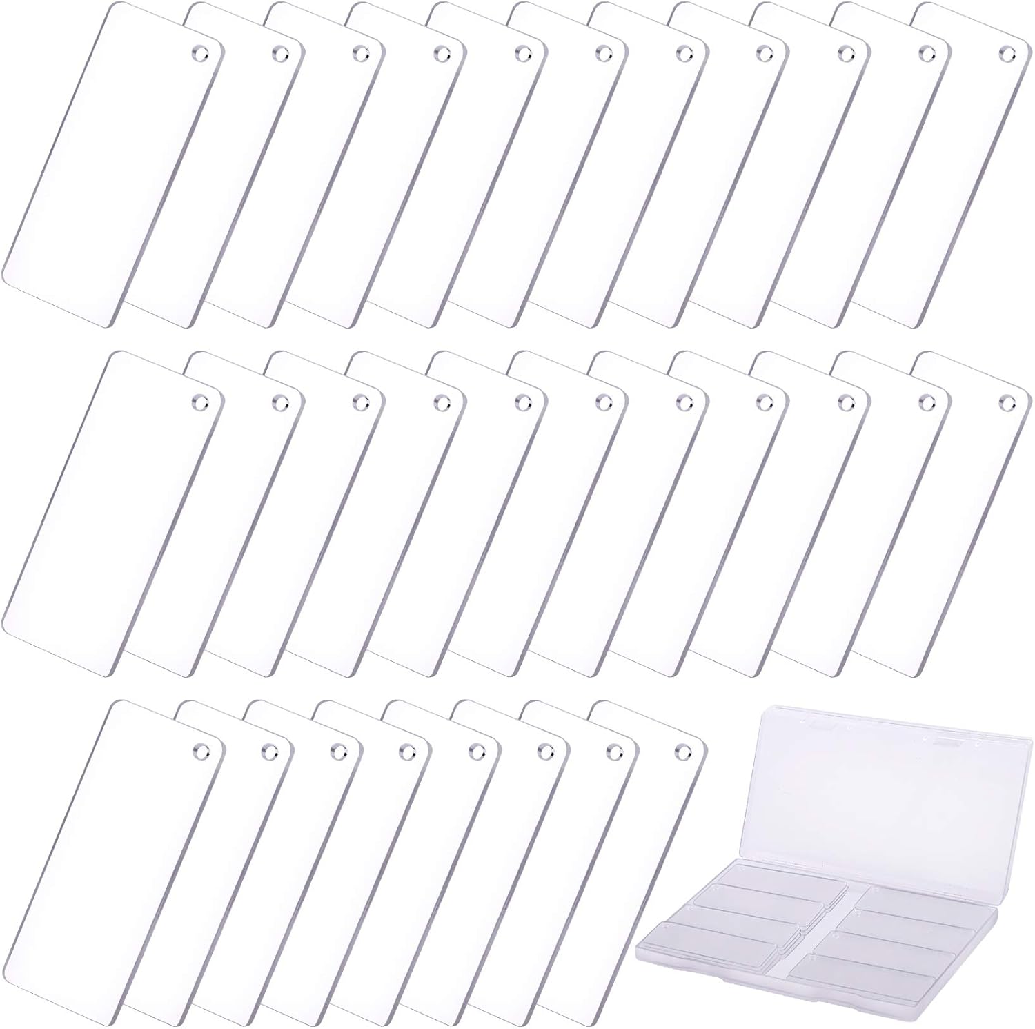Duufin 30 Pieces Acrylic Keyring Blanks Transparent Rectangle Blanks ...