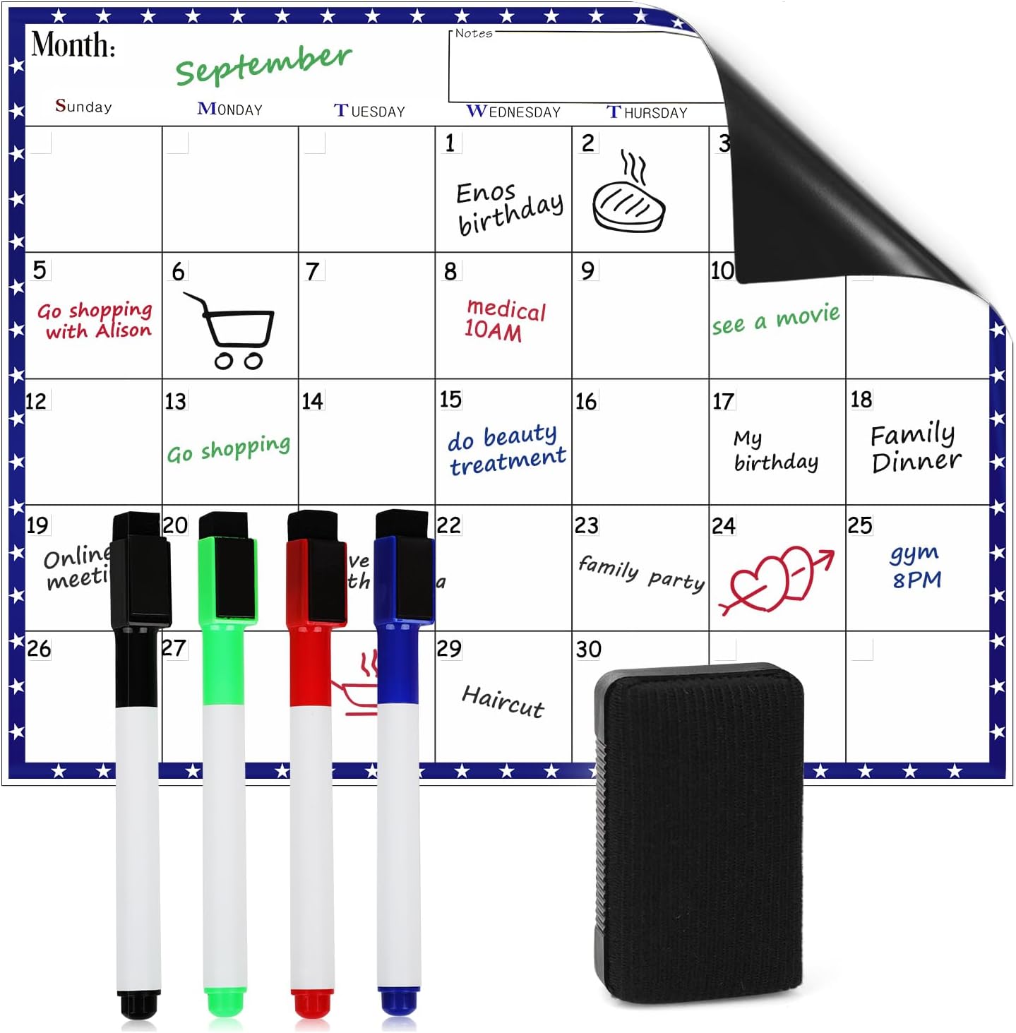 Amazon.com : Magnetic Calendar Weekly Calendar Dry Erase Planner Fridge ...