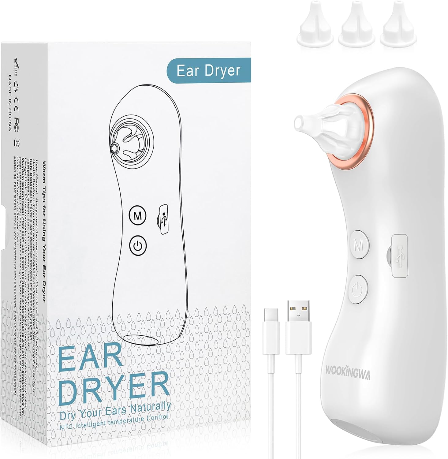 Amazon.com: Ear Dryer, Rechargeable Ear Water Remover with Light ...