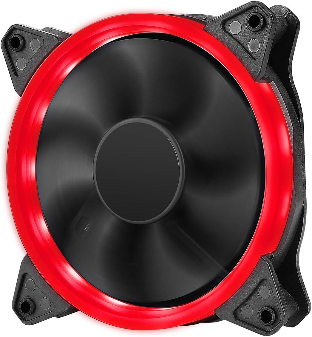 JUSTOP 120MM Red LED PC Case Cooling Fan 12CM With 22x Red LED Ring ...