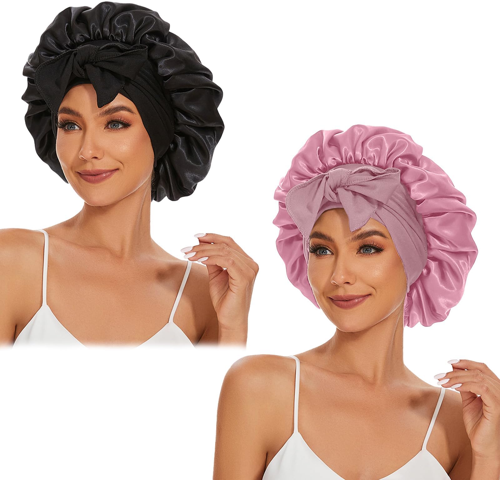 Amazon.com : Satin Silk Bonnet Hair Bonnet for Sleeping Jumbo Sleep Cap ...