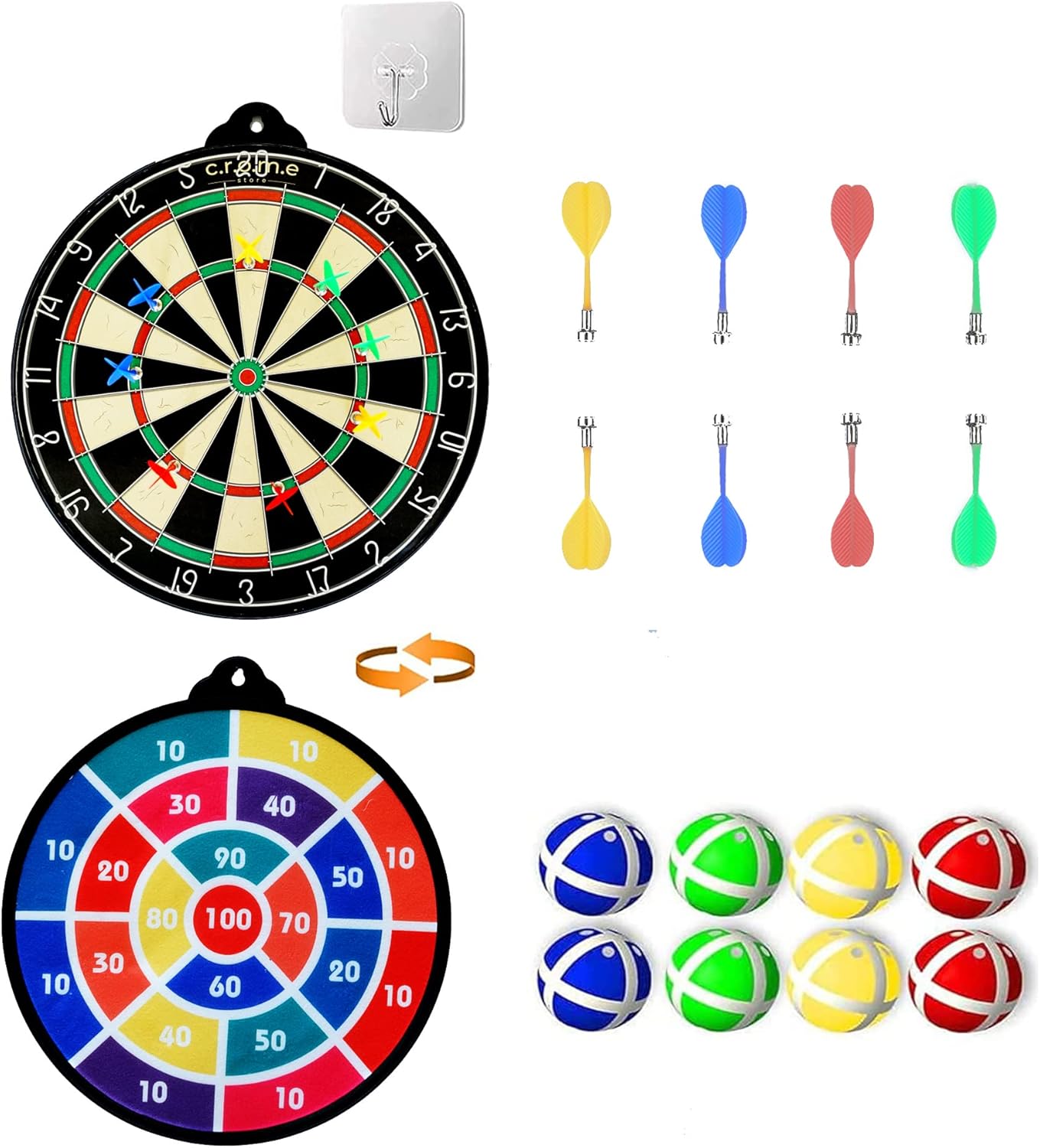 Kids Dart board Set, Double Sided, Toy Dart board, Kids Games, Family ...