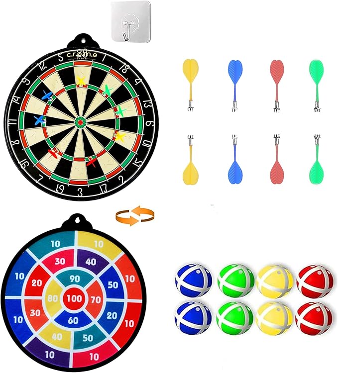 Kids Dart board Set, Double Sided, Toy Dart board, Kids Games, Family ...