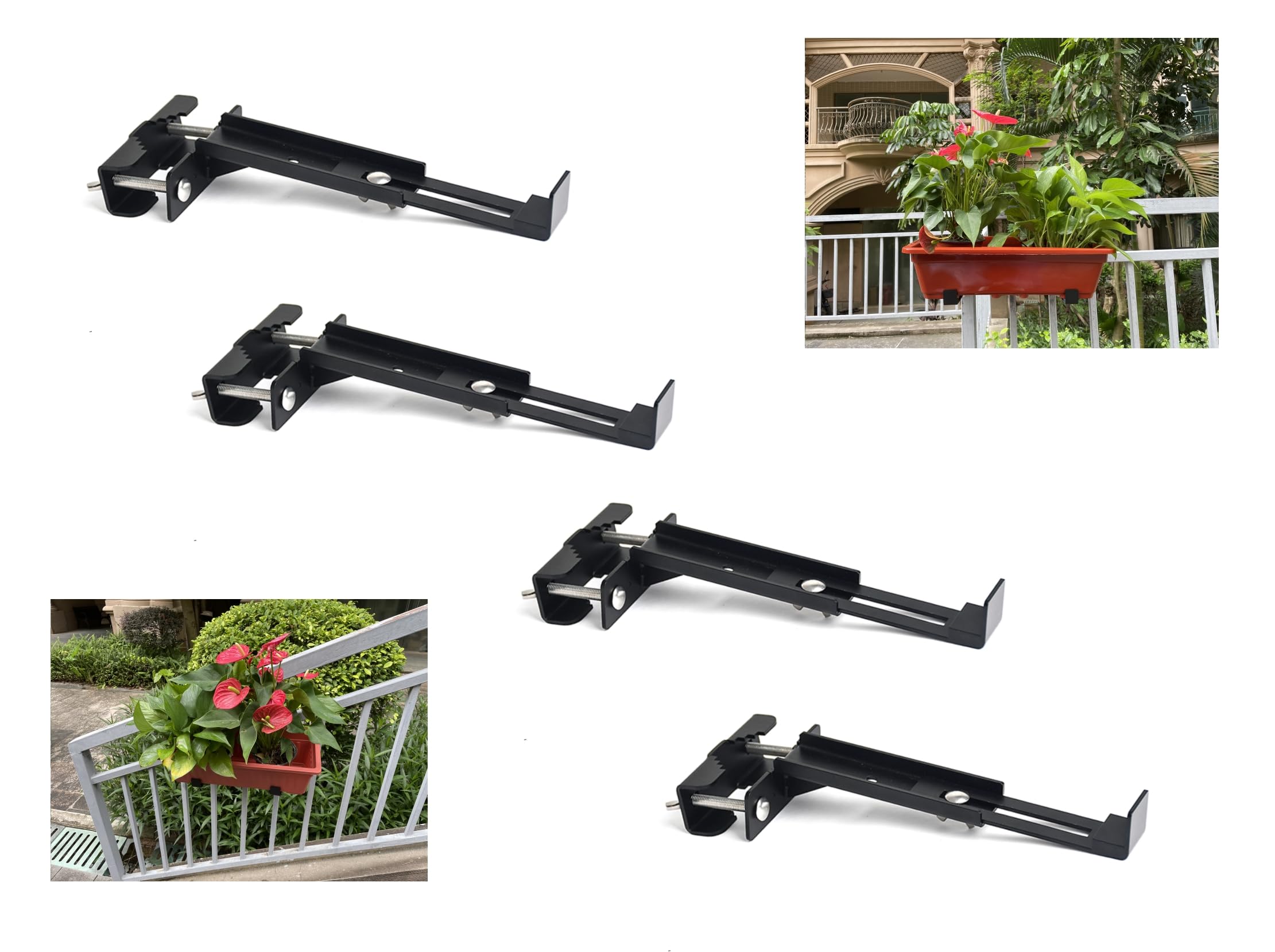 Amazon.com: Universal Adjustable Planter Box Brackets, Deck Railing ...
