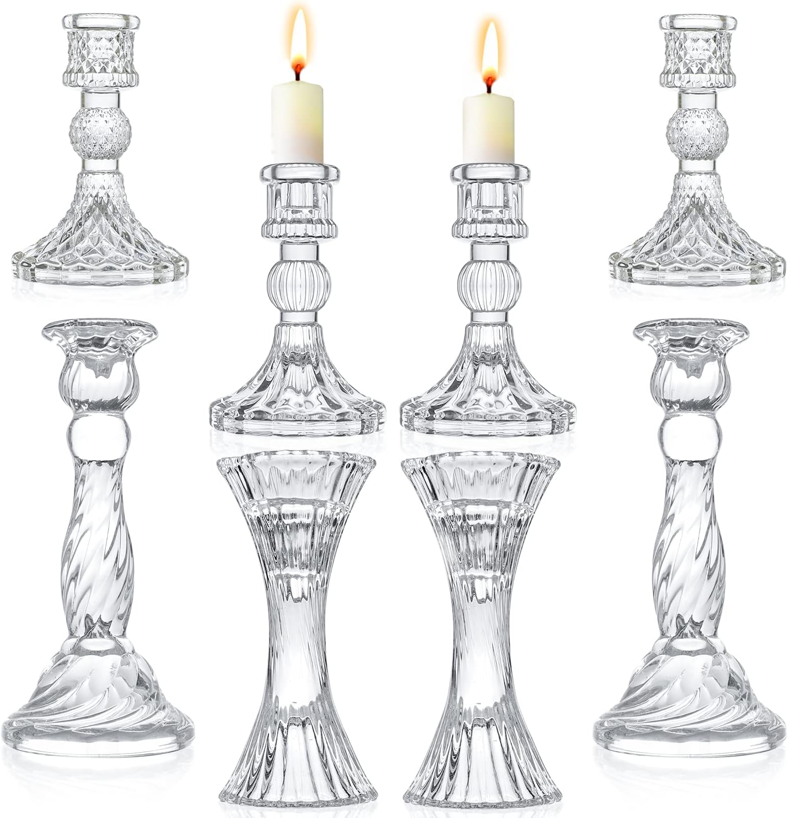 Amazon.com: Glass Candle Holders Bud Vase Set of 12, Pillar Candle ...