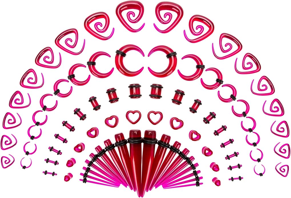 Amazon.com: 84PCS Ear Stretching Kit, Acrylic Lightweight Heart Tunnels ...