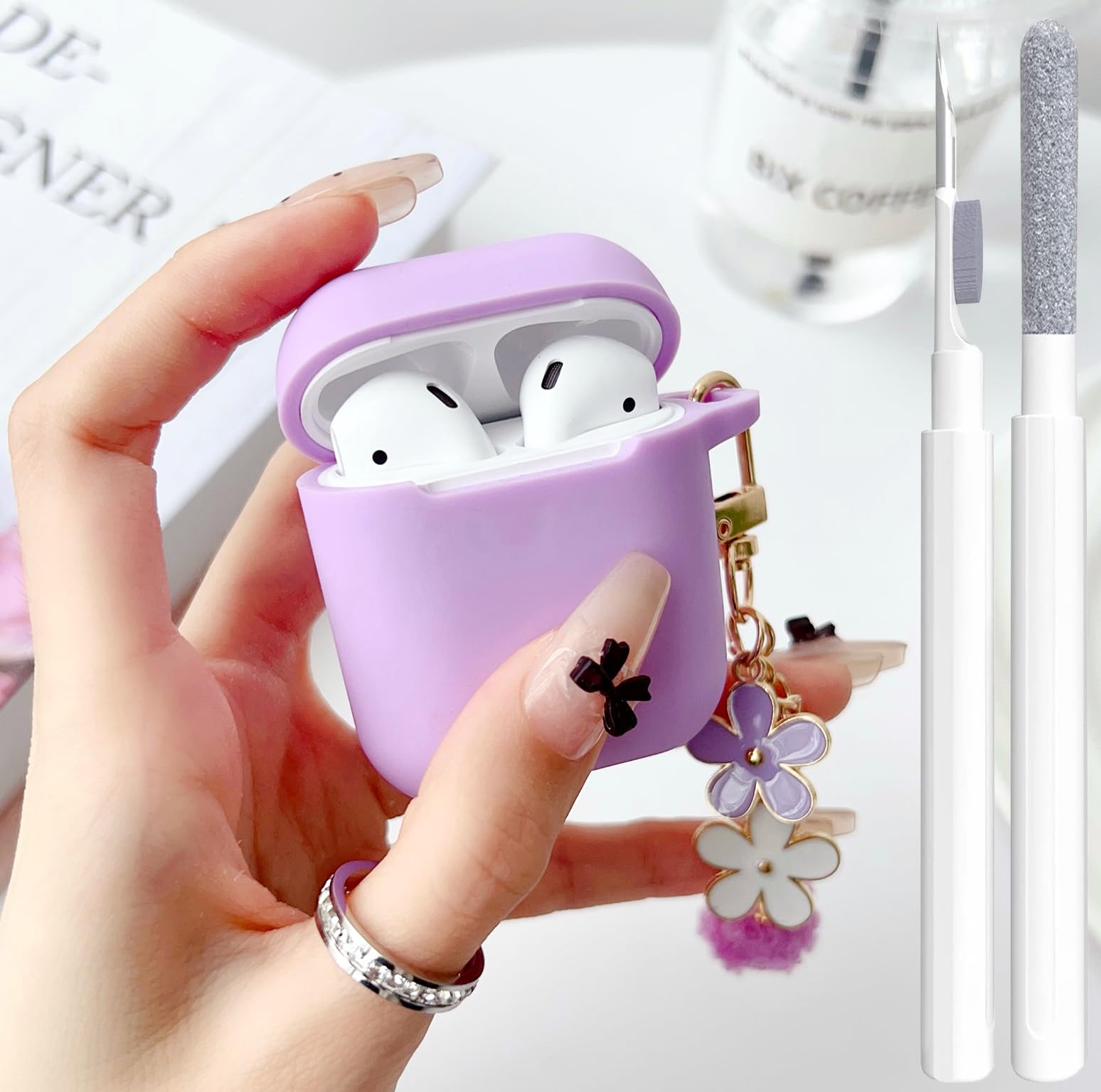 Amazon.com: Cute Purple Case for Airpods 2nd/1st Generation Cover for ...