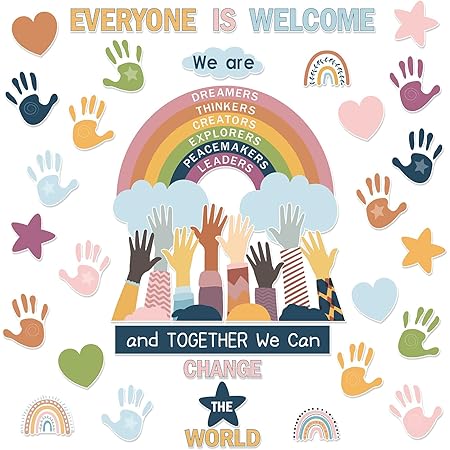Amazon.com: 92 Pieces One World Together Classroom Decorations We Can ...