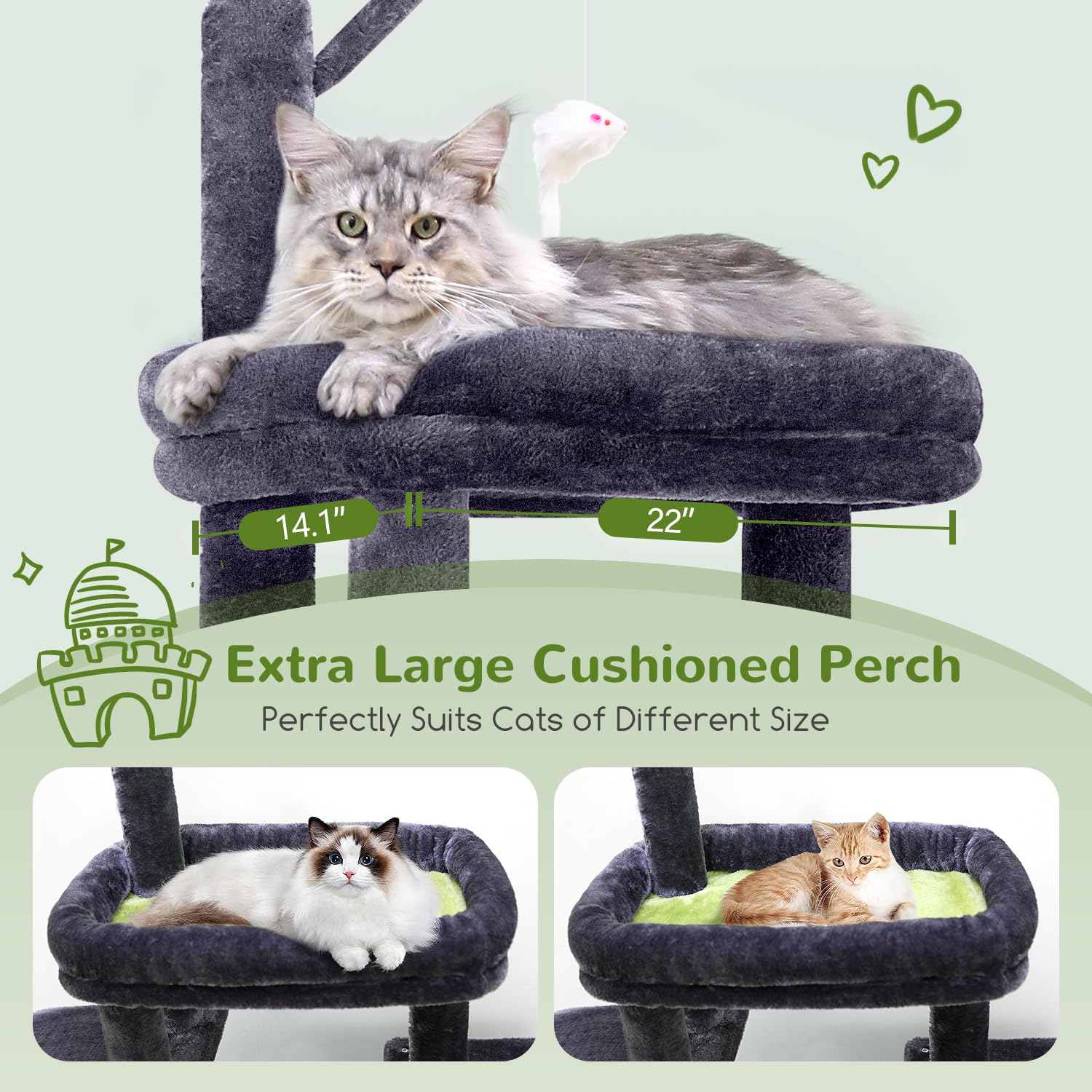 Snapklik.com : Globlazer F50 Cat Tree Tower For Large Indoor Cats, 50 ...