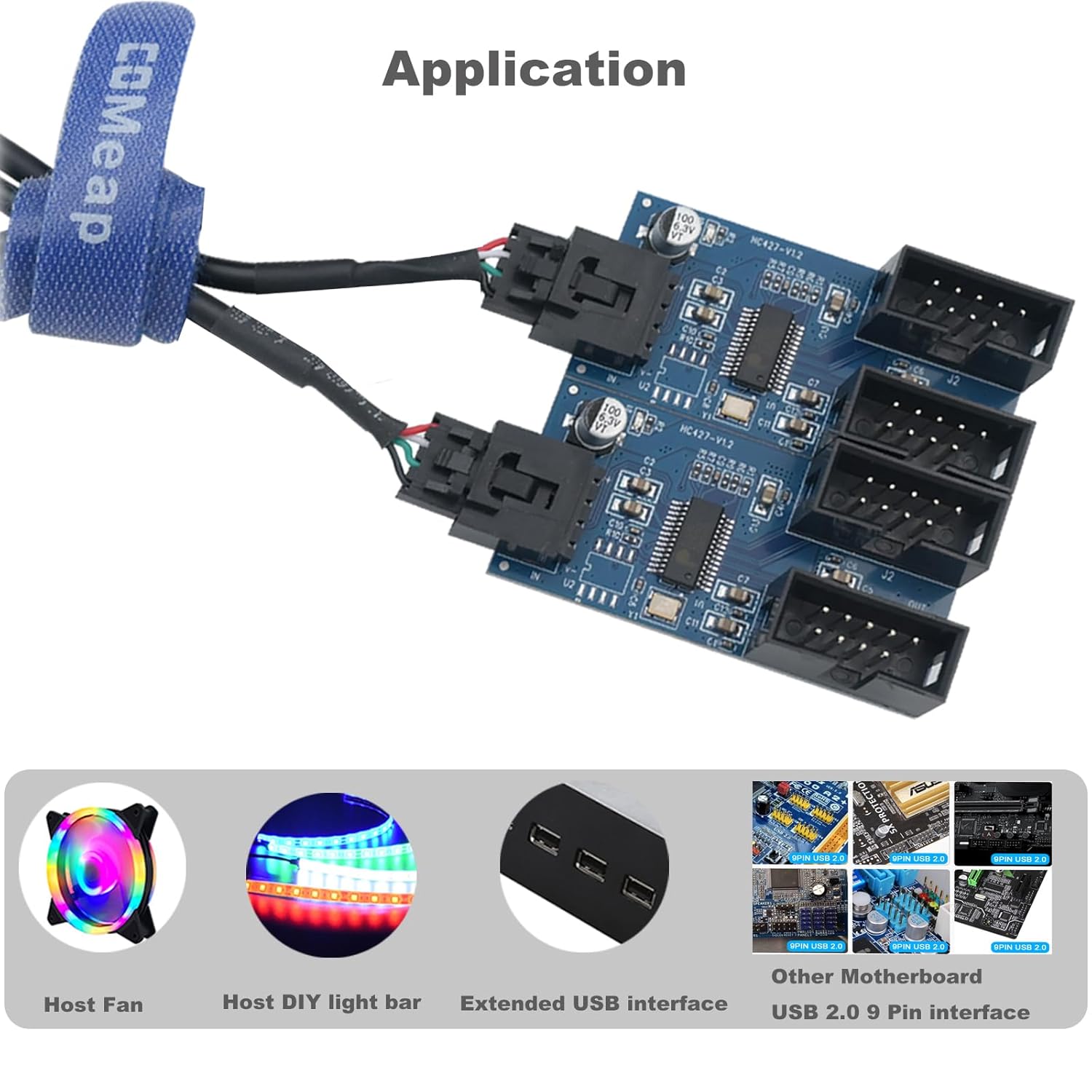 COMeap 9 pin USB Header Male to 4 Female Extension Cable USB 2.0 HUB ...