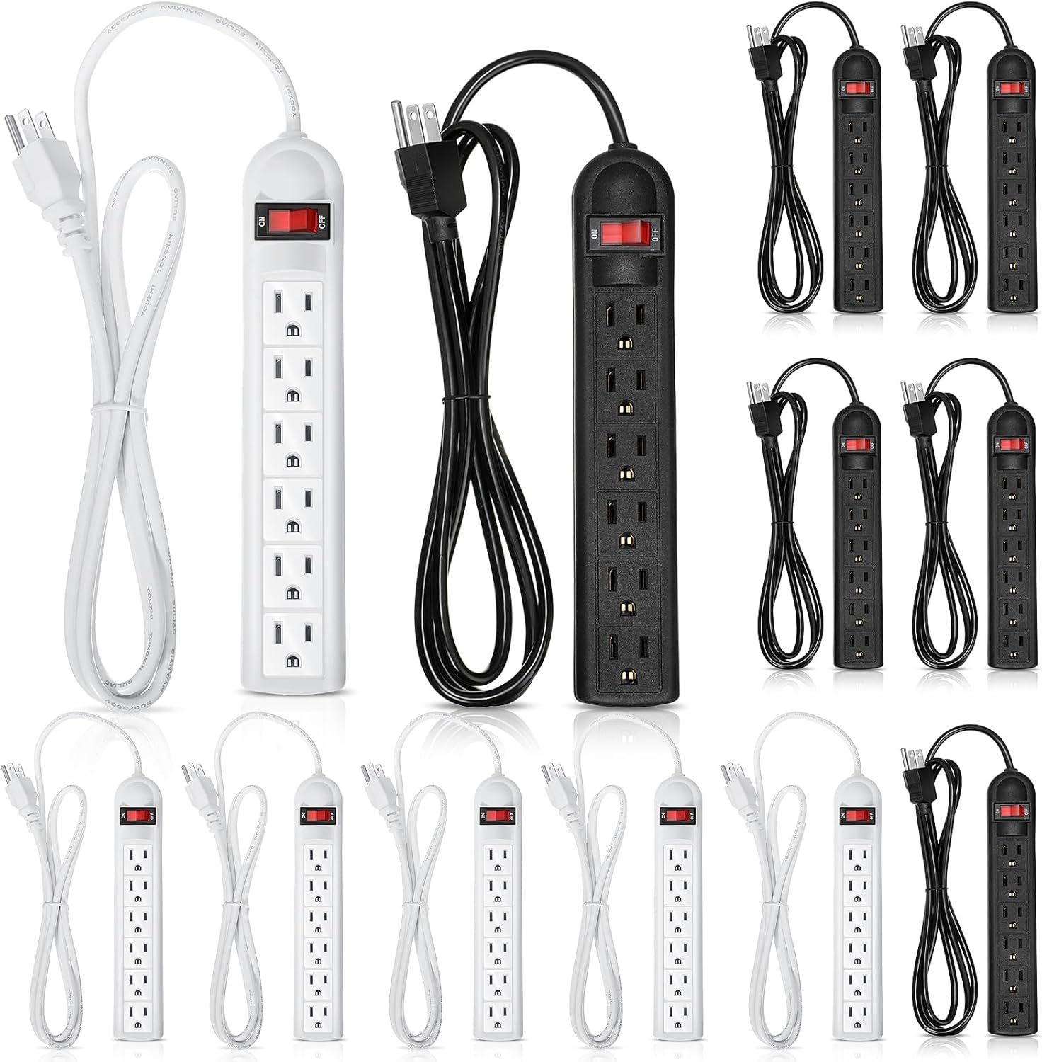 Amazon.com: Kanayu 12 Pack Power Strip Bulk 6 Outlet Surge Protector ...