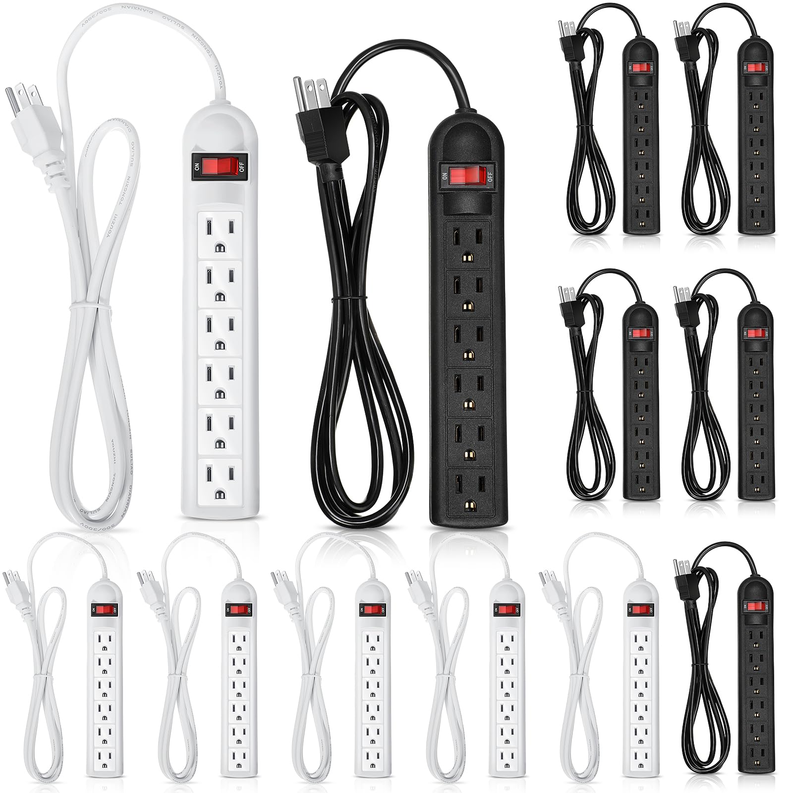 Amazon.com: Kanayu 12 Pack Power Strip Bulk 6 Outlet Surge Protector ...