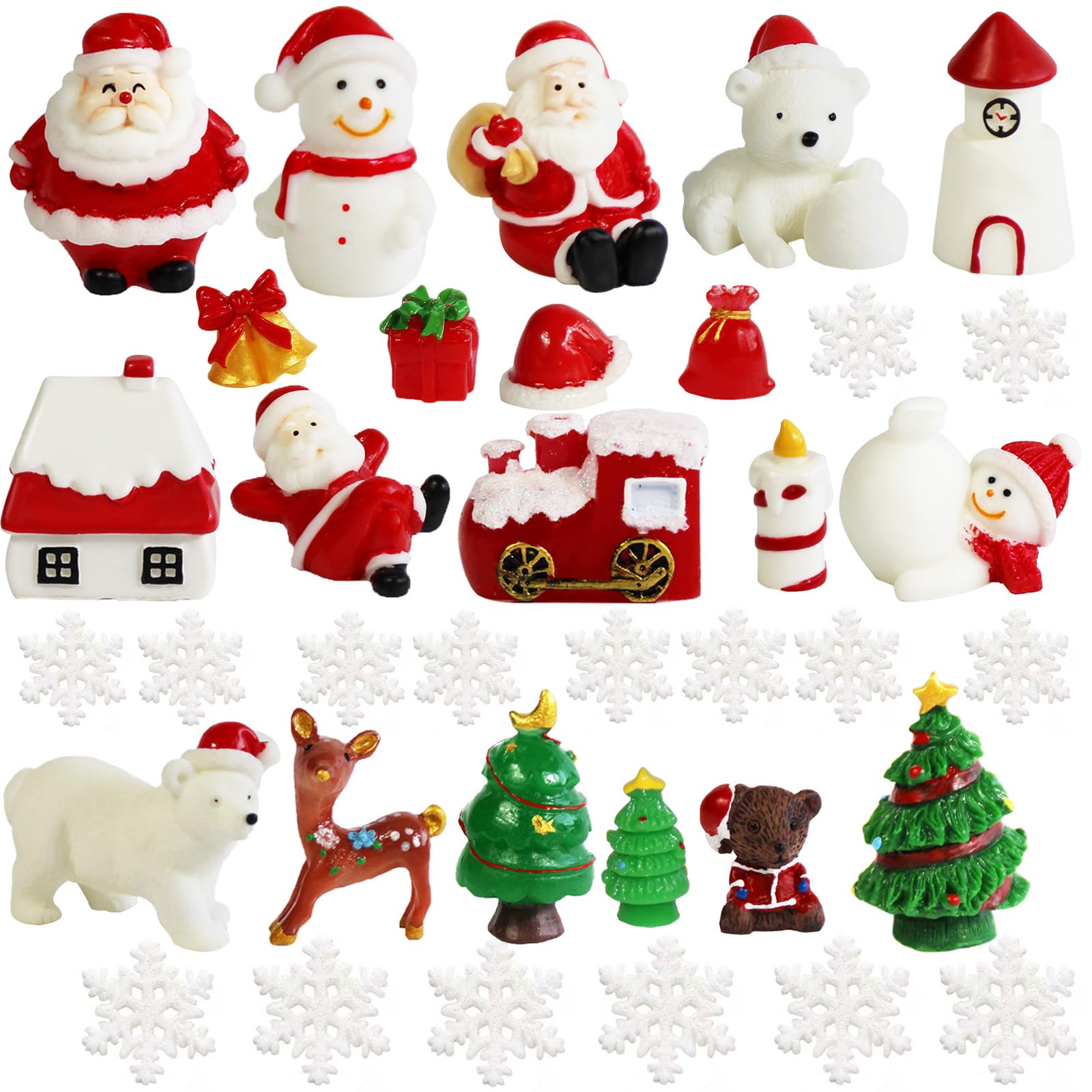 Amazon.com: MAKIOTEKO 36 Pcs Christmas Miniature Figurines Kits, Mini ...