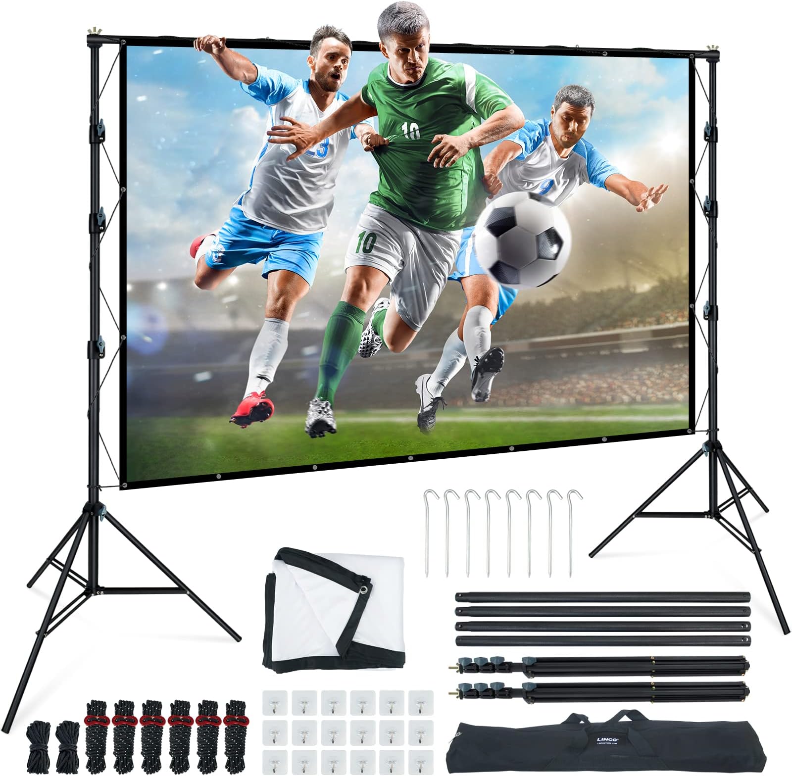 Amazon.com: Projector Screen and Stand, HYZ 100 inch Large Indoor ...