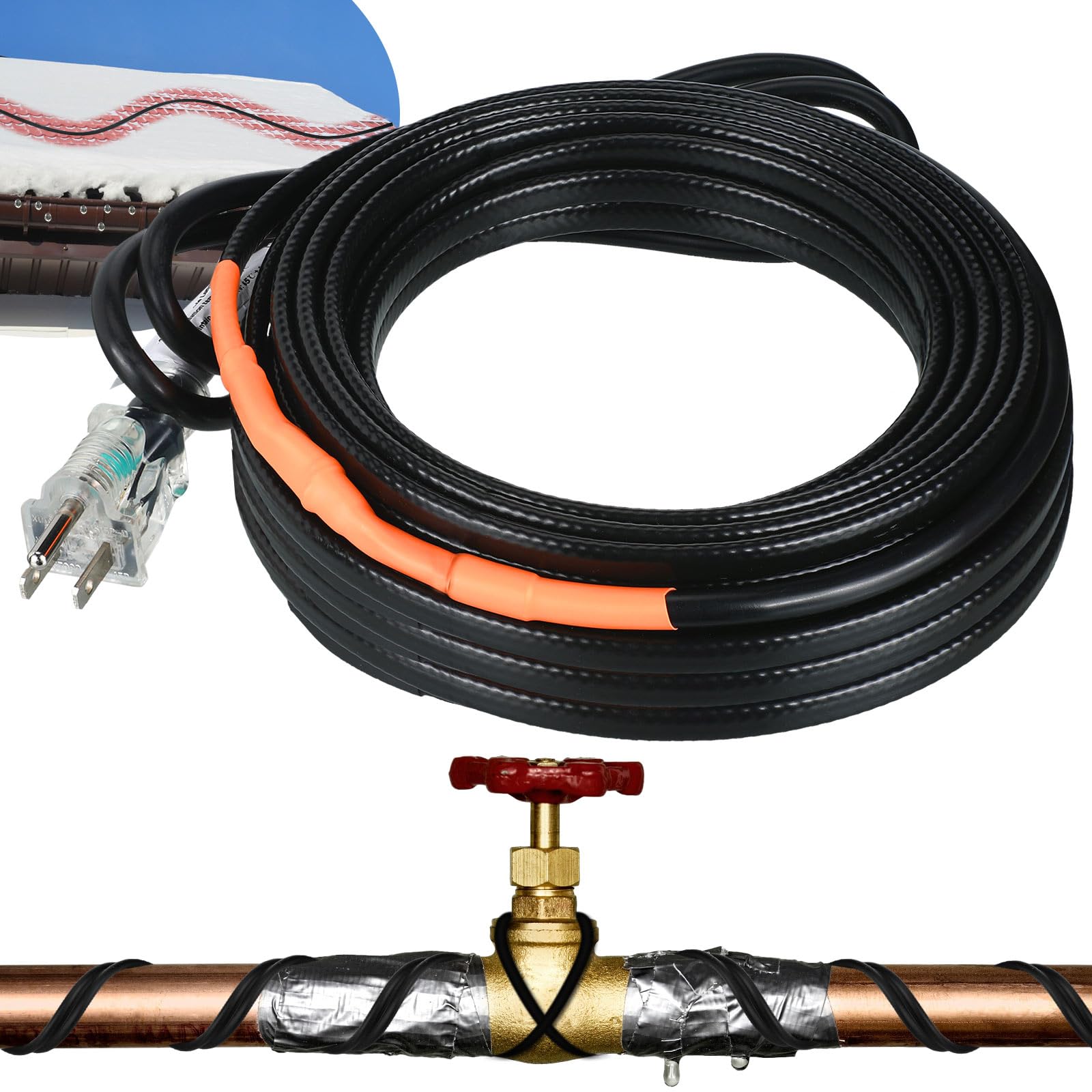 Snapklik.com : Kingdder 6FT - 48FT Heat Tape For Water Pipes Thermostat ...