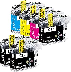 Amazon.co.jp: 【SMILE CAT】Brother用 互換インク LC12 LC12-4PK（BK/C/M/Y)4色セット＋LC12BK ブラック 追加2本 全計6本セット 増量 ...